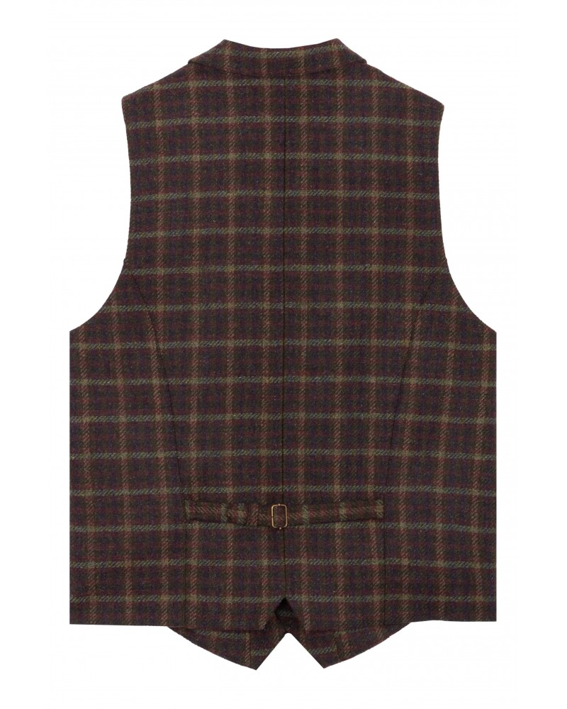 BURGUNDY TATTERSALL CHECK WAISTCOAT EMERSON